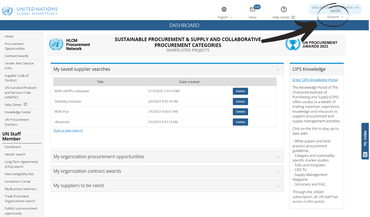 How to log out of the UNGM account as a staff member? – UNGM Help Center