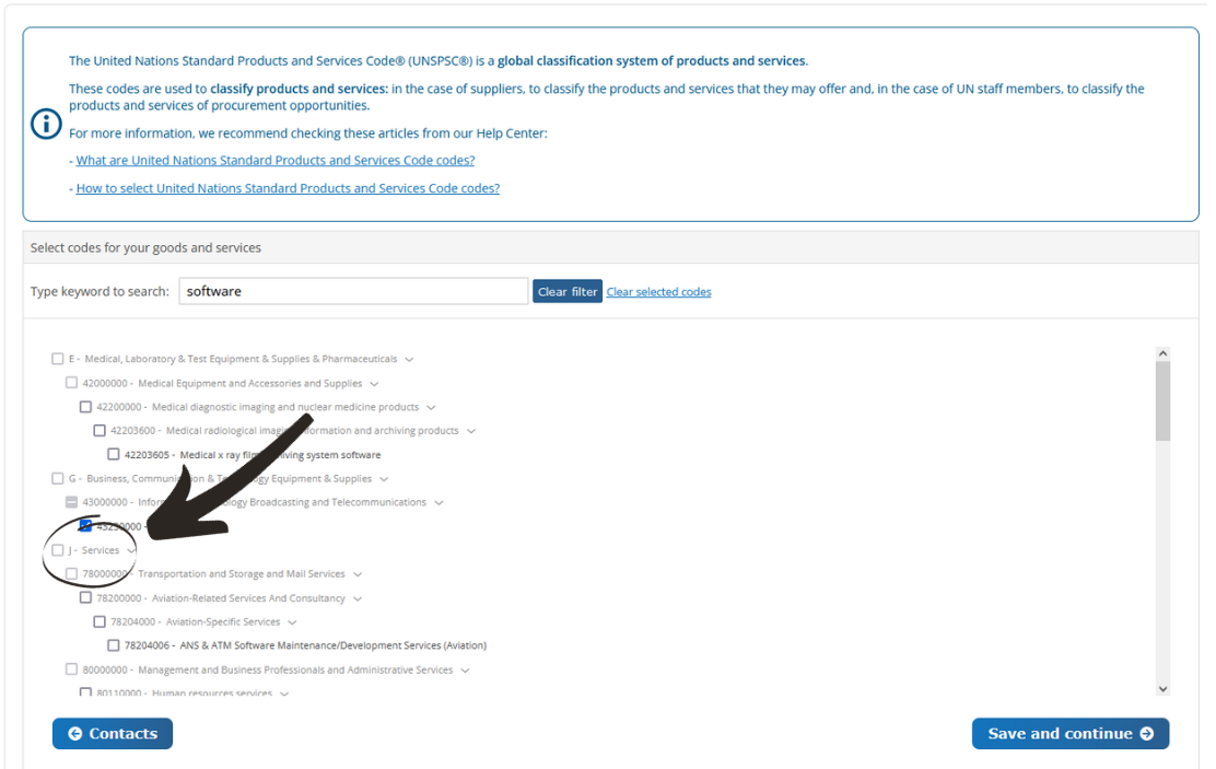 How to select UNSPSC codes? – UNGM Help Center