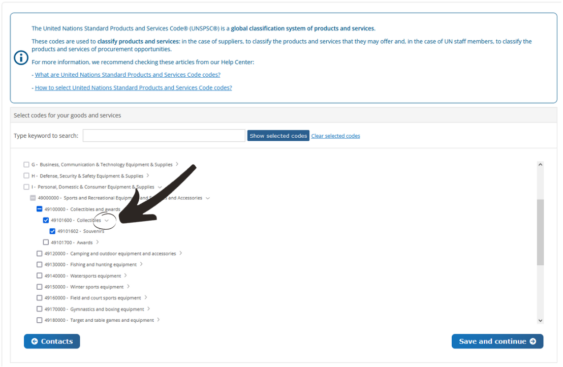How to select UNSPSC codes? – UNGM Help Center