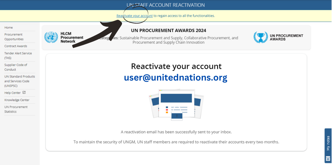 The staff account needs to be reactivated. How may this be solved ...