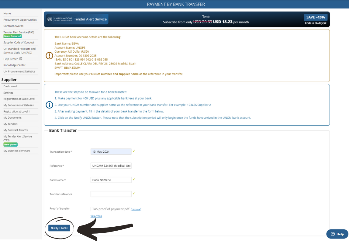 How to make a payment via Bank Transfer? – UNGM Help Center