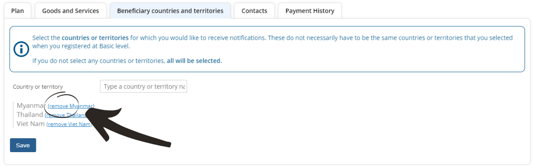 How to add beneficiary countries or territories to TAS? – UNGM Help Center