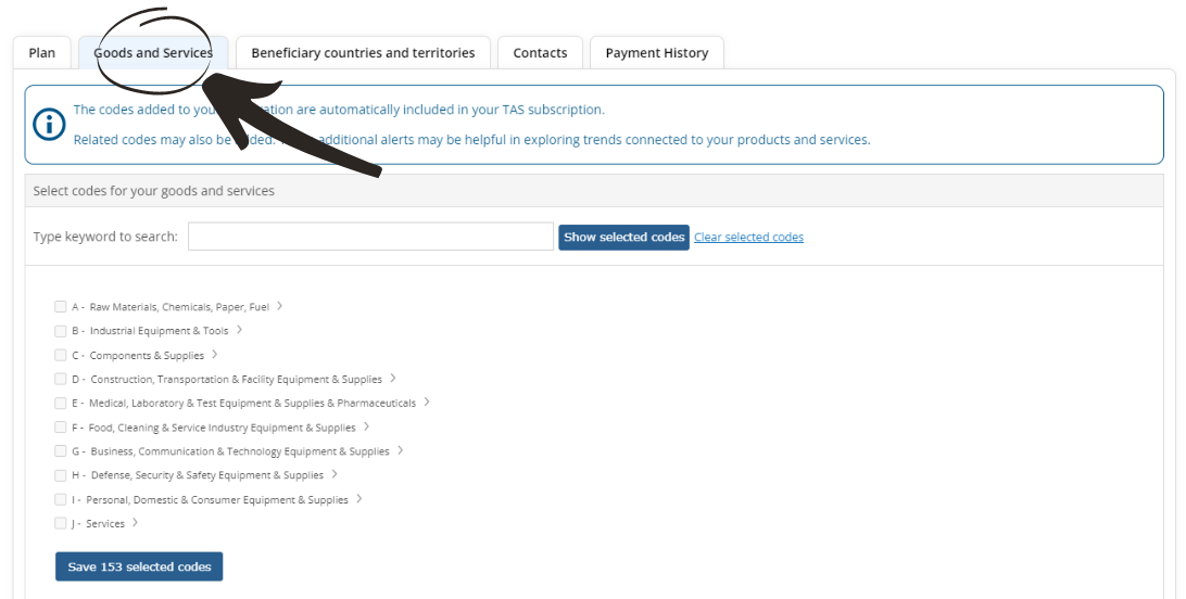 How to select UNSPSC Codes in TAS? – UNGM Help Center