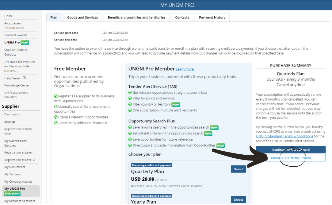 Subscribe via Credit Card – UNGM Help Center