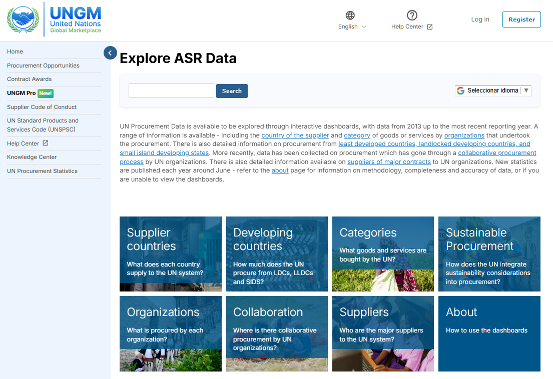 How to access the Annual Statistical Report (ASR) on UN Procurement and the interactive ...