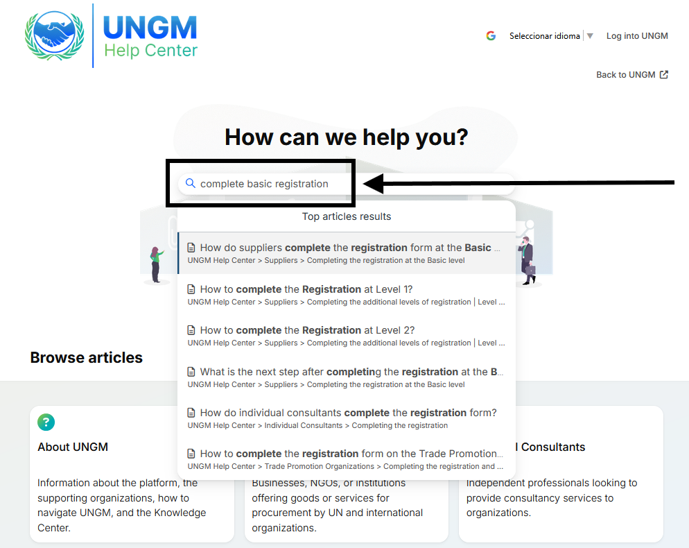 How to navigate the UNGM Help Center? – UNGM Help Center